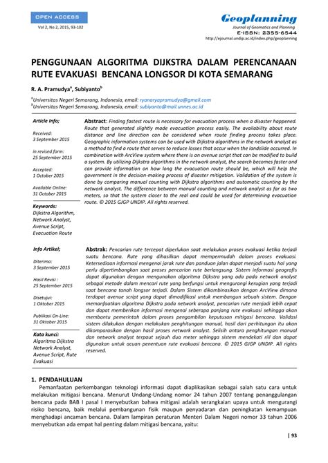 pdf penggunaan algoritma dijkstra dalam perencanaan rute evakuasi