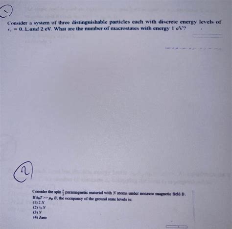 Solved Consider A System Of Three Distinguishable Particles
