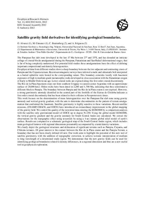 Pdf Satellite Gravity Field Derivatives For Identifying Geological