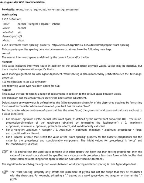 XSL FO Word Spacing Precedence Data2type GmbH