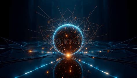 Abstract 3d Sphere Connected Network Nodes Futuristic Technology