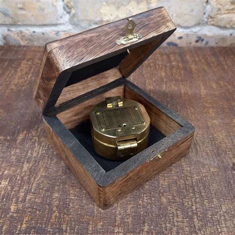 Brass Compass In Timber Box Brunton Peppers Trading Co