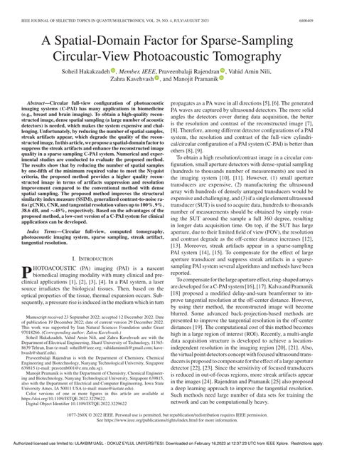 Pdf A Spatial Domain Factor For Sparse Sampling Circular View Photoacoustic Tomography
