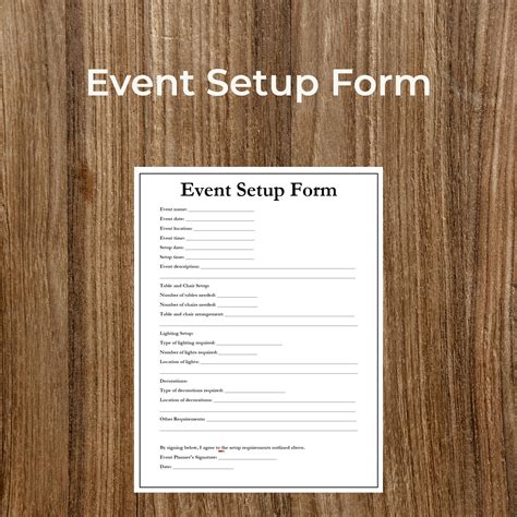 Event Setup Form Fillable PDF Event Planning Template Party Planning Organizer Digital