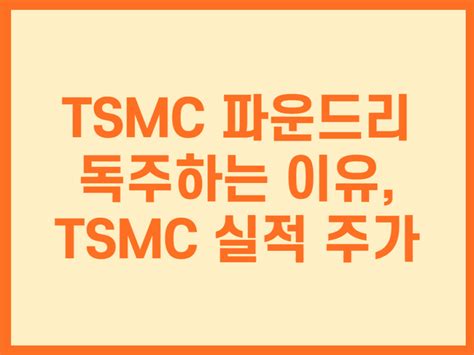 Tsmc 파운드리 독주하는 이유 Tsmc 실적 주가 스톡 캐처 주식 낚시꾼
