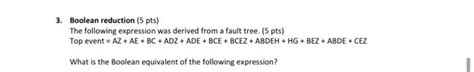 solved boolean reduction 5 pts the following expression