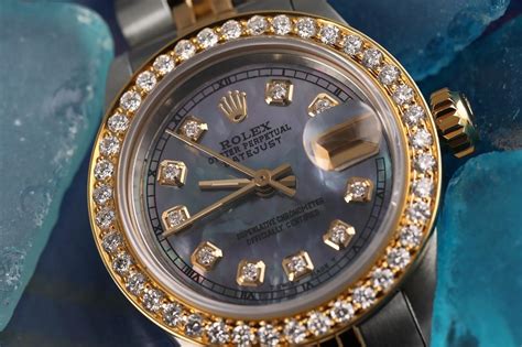 Ladies Rolex Datejust Vintage Diamond Bezel Two Tone Tahitian Mop Watch 69173 For Sale At