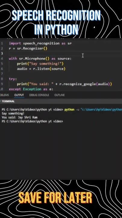 Speech Recognition In Python 🤖 Python Pythonprogramming Youtube