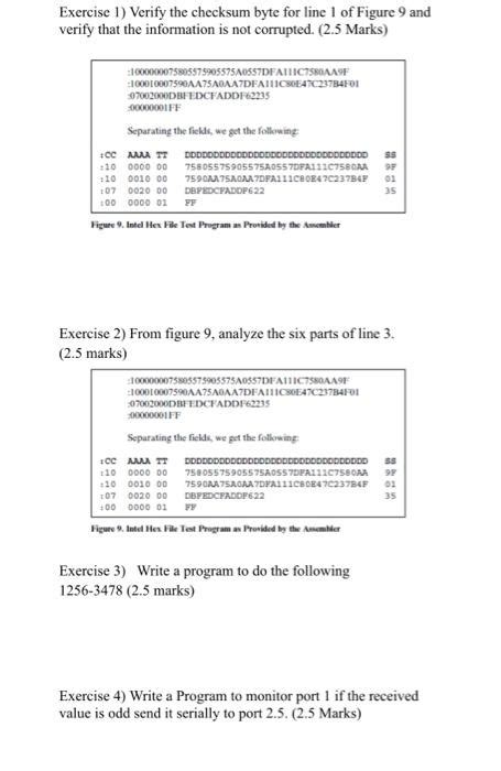 Solved Exercise 1 Verify The Checksum Byte For Line 1 Of