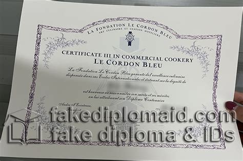 Buy Franch Certificatesphony Le Cordon Bleu Diploma