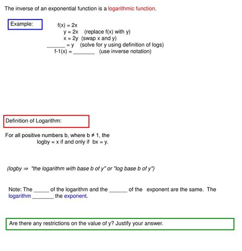 Lesson 6.3 Logartithms and Logarithmic Functions(Day 1) - ppt download