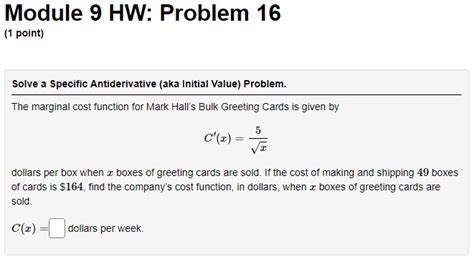 Solved Module HW Problem Point Solve A Specific Chegg Com