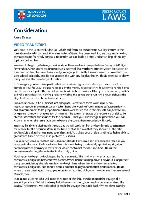 Consideration A Key Feature In The Formation Of A Valid Contract My