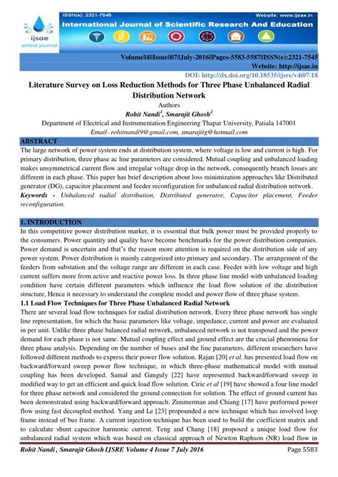 Pdf Literature Survey On Loss Reduction Methods For Three Phase