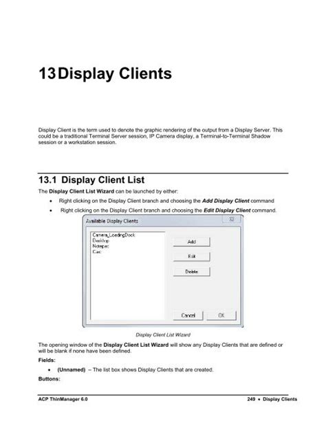Chapter 13 Display Clients Thinmanager 6 0 Help Manual