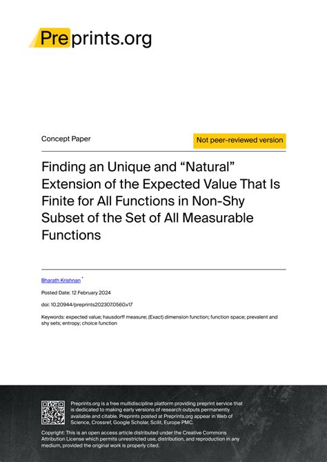 Pdf Finding An Unique And Natural Extension Of The Expected Value That Is Finite For All