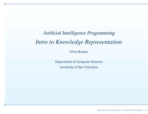 Lecture Slides On Introduction To Knowledge Representation Cs 662