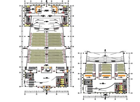 Multi Plex Theater Building Plan Detail 2d View Cad Construction Unit