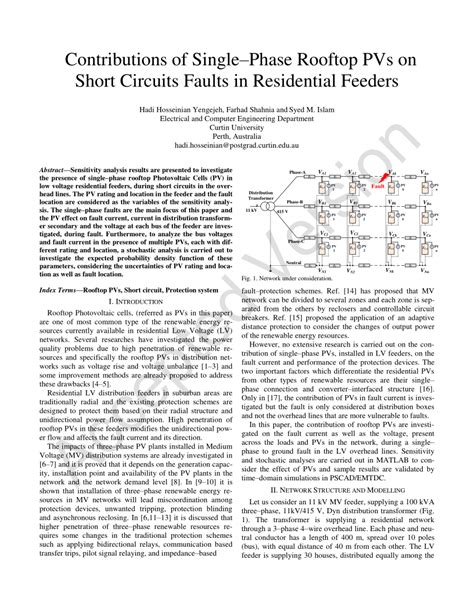 Pdf Contributions Of Single Phase Rooftop Pvs On Short Circuits Faults In Residential Feeders