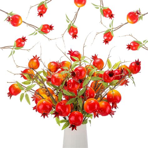 Thiccywoov 20 Pcs Artificial Pomegranate Branches 1772