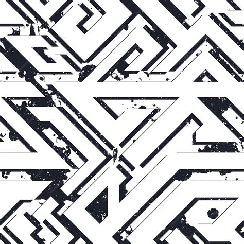 Premium Vector Monochrome Maze Seamless Pattern With Grunge Effect