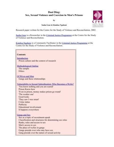Daai Ding Sex Sexual Violence And Coercion In Mens Prisons