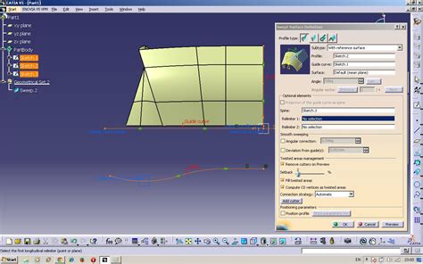 Optional Elements In Sweep Command Of Surface Design Catia V5 R21