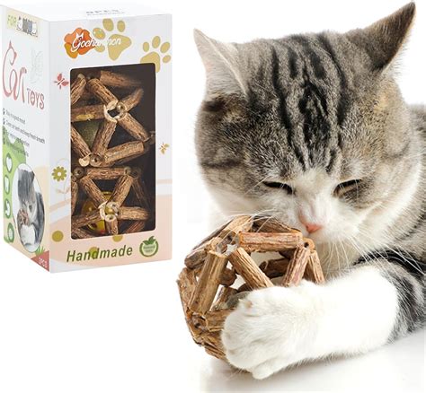 Quvovid Cat Catnip Toys 3 Packs Catnip Ball Toys Nature Silvervine Stick Cage Cat