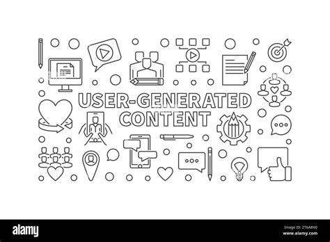 User Generated Content Linear Horizontal Banner Vector Ugc Concept