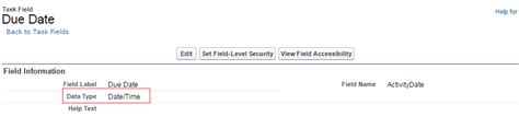 What Is Data Type Of Activitydate Due Date Field On Task Object