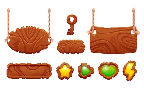 Free Vector Wooden Game Ui Design Elements