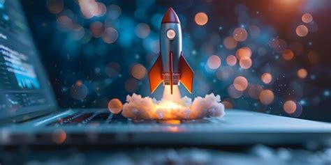 Blasting Off A Digital Innovation Rocket Symbolizing Tech Progression