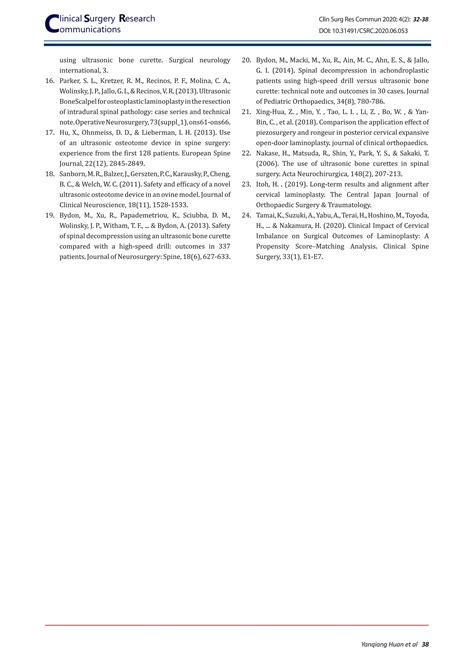 Application Of Piezosurgery Osteotomy In Cervical Laminoplasty