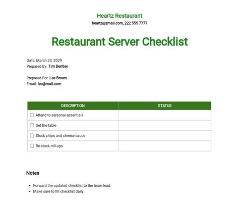Printable Server Side Work Checklist Printable Sight Words List