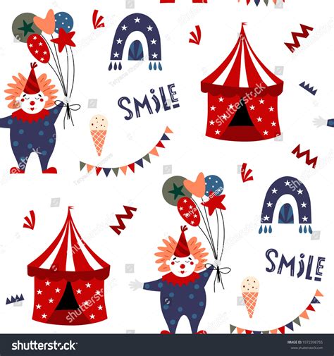 Circus Seamless Pattern Clowns Background Use Stock Vector Royalty