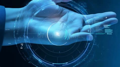 A Glowing Futuristic Fingerprint Icon On A Digital Blue Interface Used