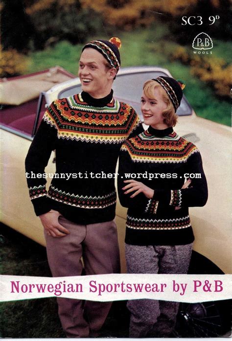 Norwegian Knitting Pattern Sweater 1950s Knitting Norwegian Sportswear