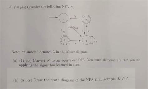 Solved 3 20 Pts Consider The Following Nfa N Lambda A A