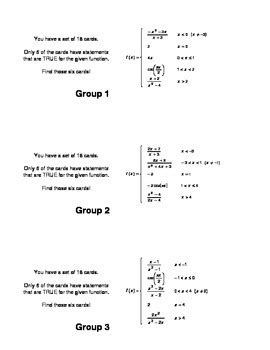 Calculus Limits Card Sort Activity By Emily P K TPT
