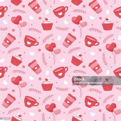 해피 발렌타인 데이 원활한 패턴 디자인 사랑 인사말 카드 템플릿 손으로 그린 만화 평면 그림 2월에 대한 스톡 벡터 아트 및 기타 이미지 Istock