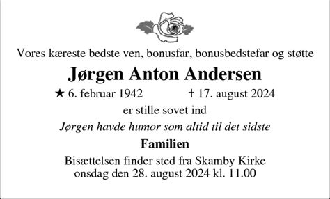 Dødsannonce Jørgen Anton Andersen Odense C Dødsannoncer Dk