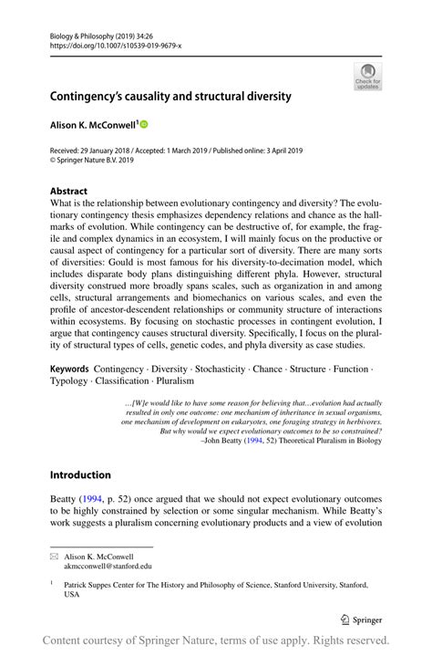 Contingencys Causality And Structural Diversity Request Pdf