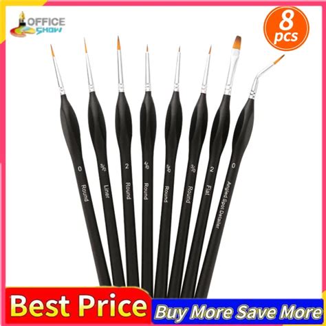 8pcs Profesional Cat Berus Set Kecil Halus Kecil Artis Berus Nilon Rambut Pemegang Kayu Kuas Cat