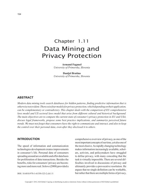 Pdf Data Mining And Privacy Protection