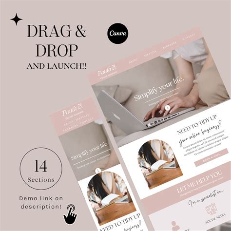 Virtual Assistant Canva Website Template Canva Sales Page Virtual