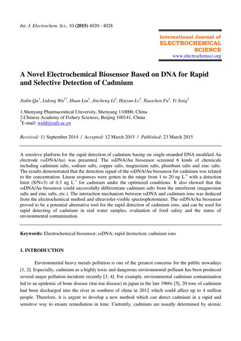 Pdf A Novel Electrochemical Biosensor Based On Dna For Rapid And