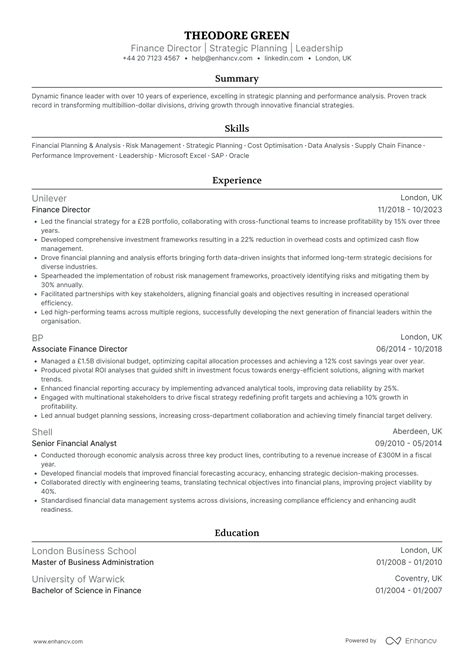 Finance Cv Examples And Guide For 2025