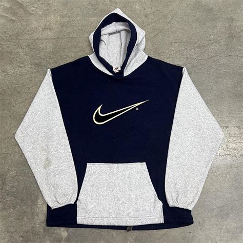 Vintage Nike 90s Big Logo Swoosh Fleece Hoodie Depop