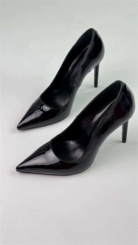 Black Patent Leather Stiletto Heels Pointed Toe Pumps Etsy
