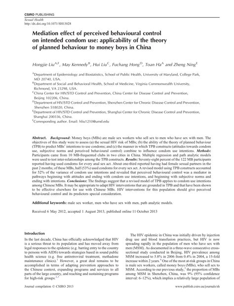 Pdf Mediation Effect Of Perceived Behavioural Control On Intended